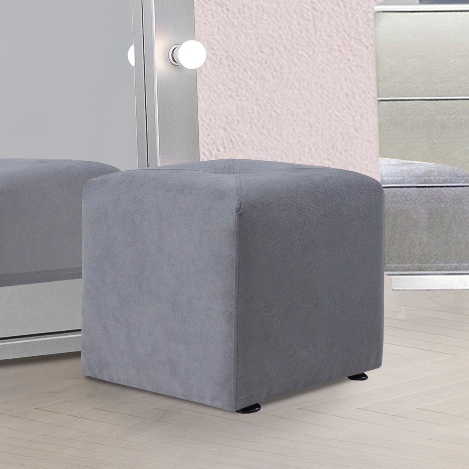 Puff Omega Microfibra Gris — Muebles Jamar Panamá