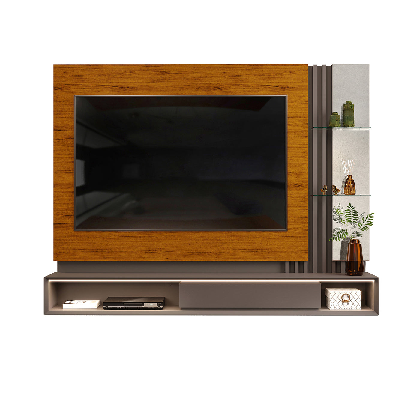 Panel Tv Noah Gris Plomo, Almendra — Muebles Jamar Panamá