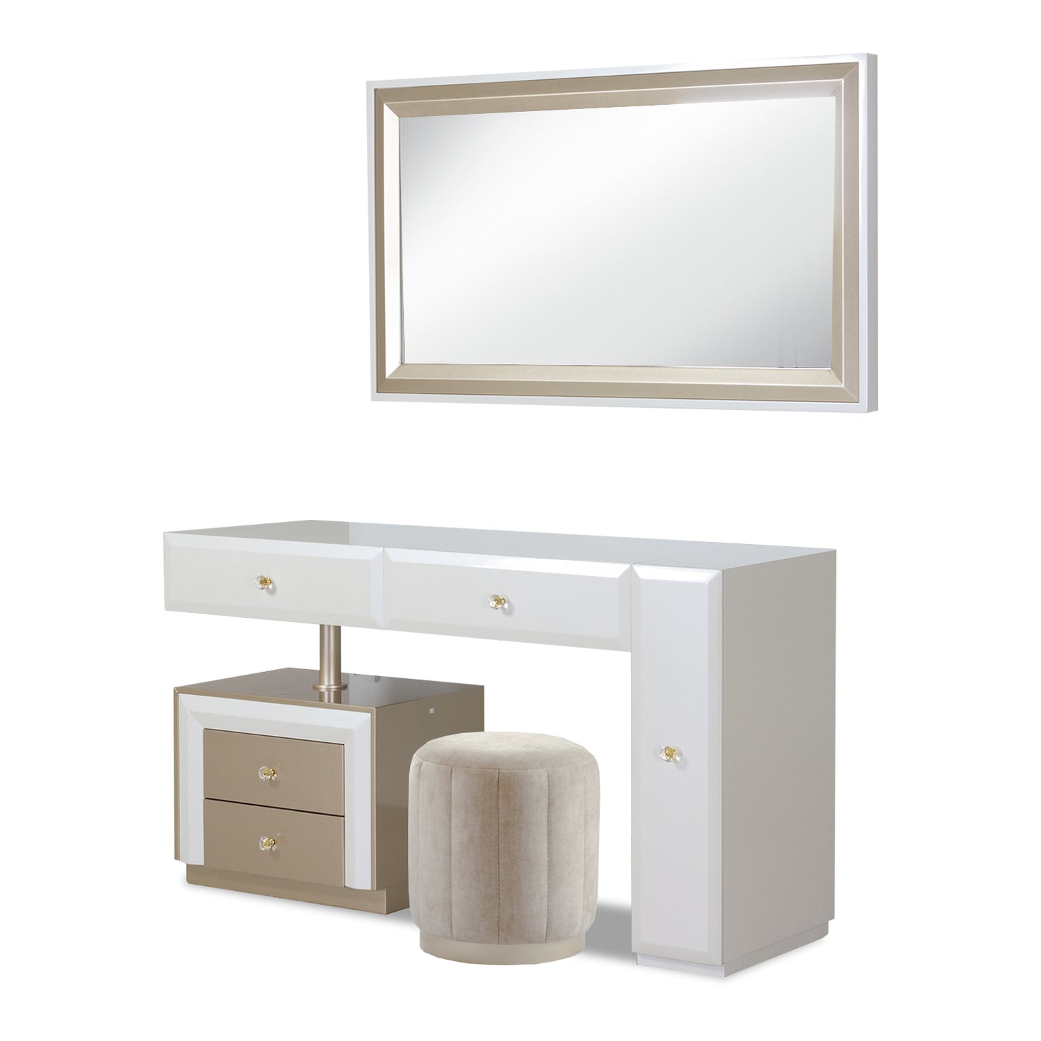 Recámara Queen Barrett Beige Perla,Champaña — Muebles Jamar Panamá