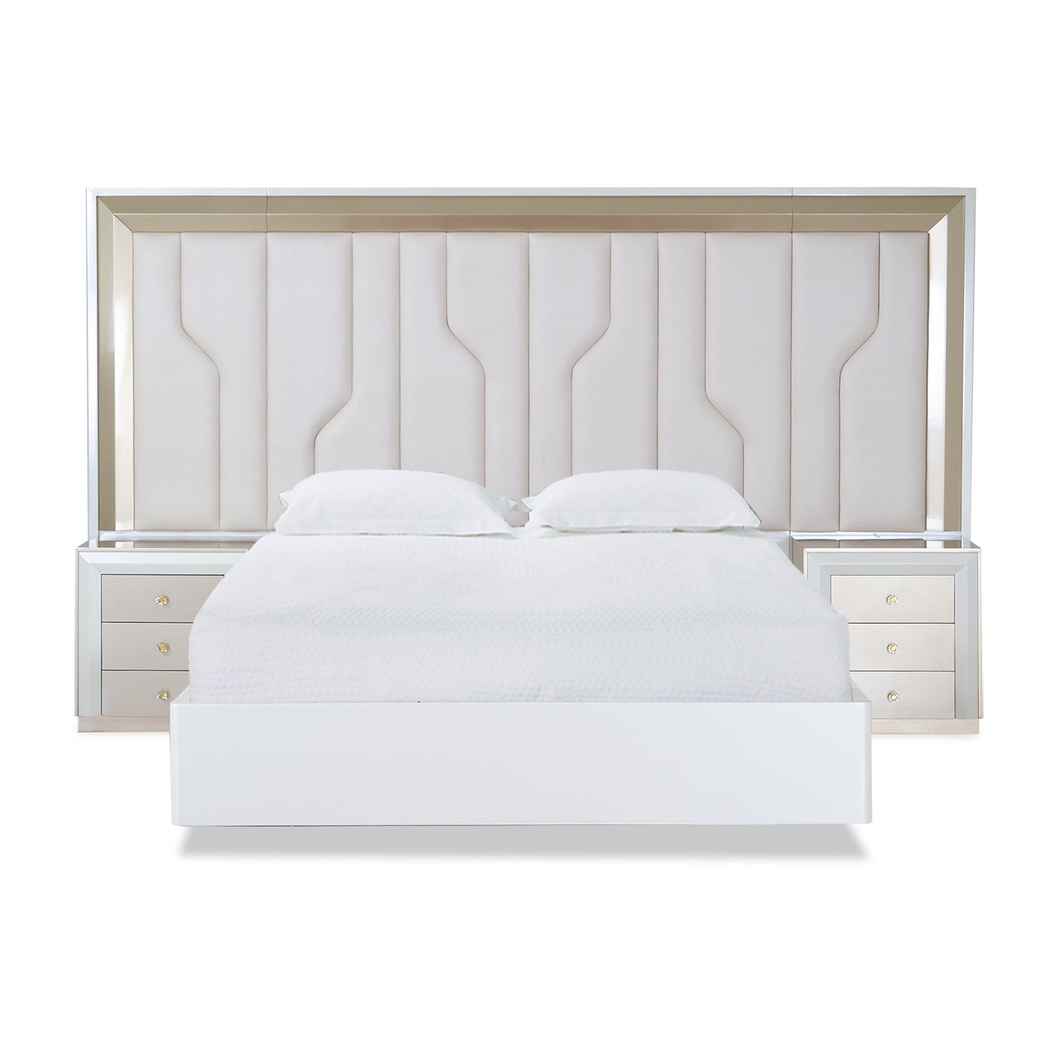 Recámara Queen Barrett Beige Perla,Champaña — Muebles Jamar Panamá