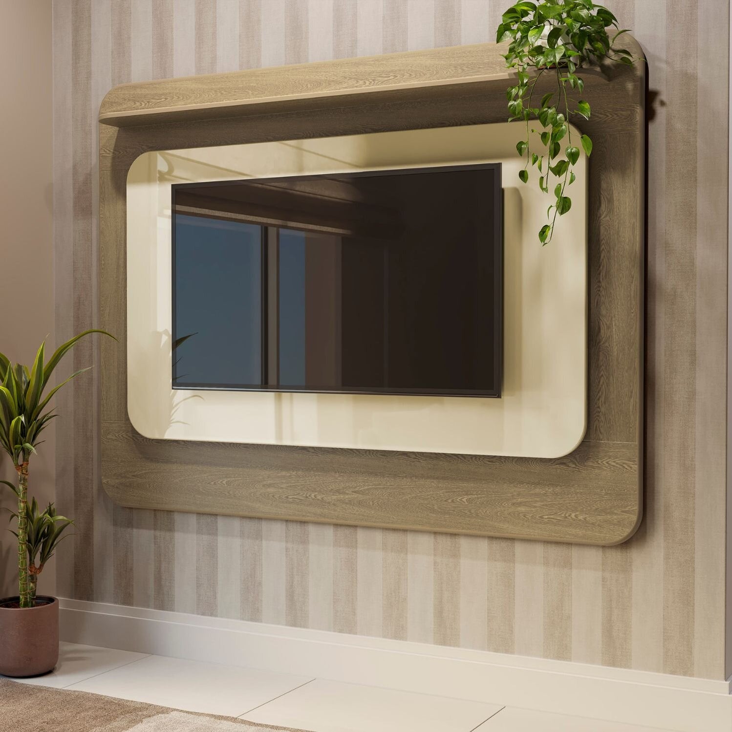 Panel Tv Dali Natural,Off White — Muebles Jamar Panamá