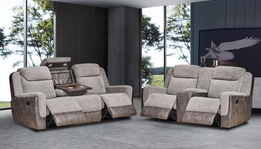 Sofá Reclinable 3 Puestos Decko Microfibra Taupe — Muebles Jamar Panamá