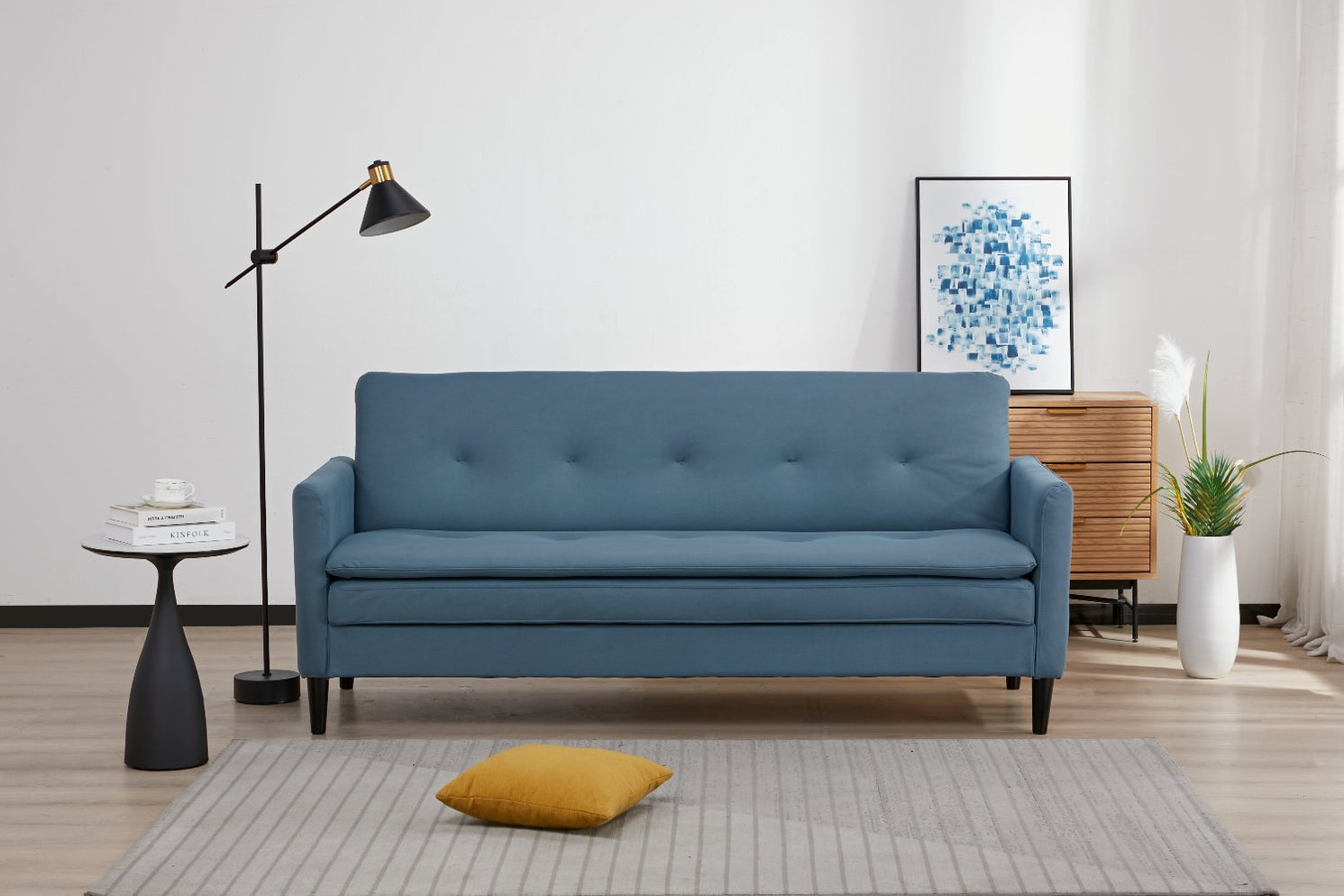 Sofá Cama Rouss Microfibra Azul — Muebles Jamar Panamá