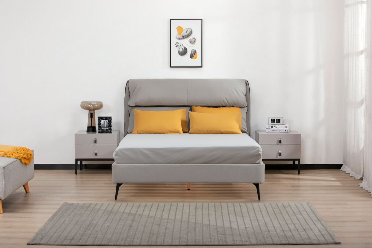 Cama Queen Noah Micro Beige, Verde — Muebles Jamar Panamá
