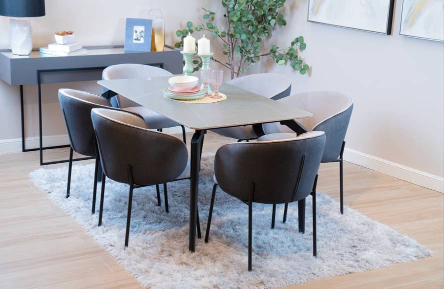 Comedor 6 Puestos Plus Velvet Plata, Gris Plomo — Muebles Jamar Panamá