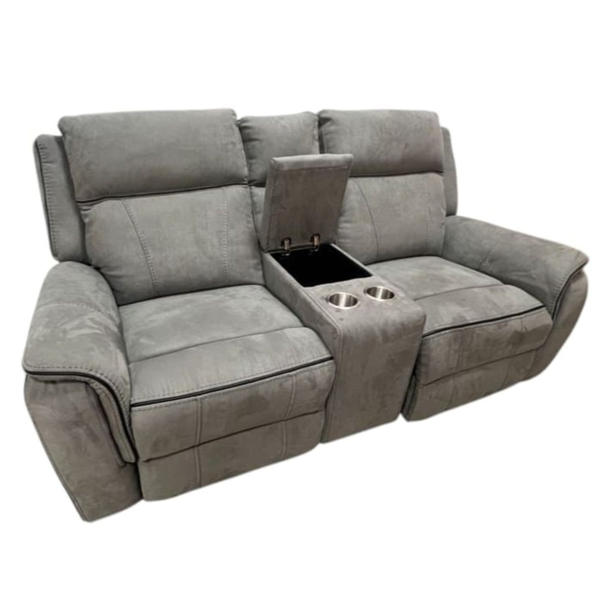 Sofá 2 Puestos Reclinable Berry Gris Electrico — Muebles Jamar Panamá