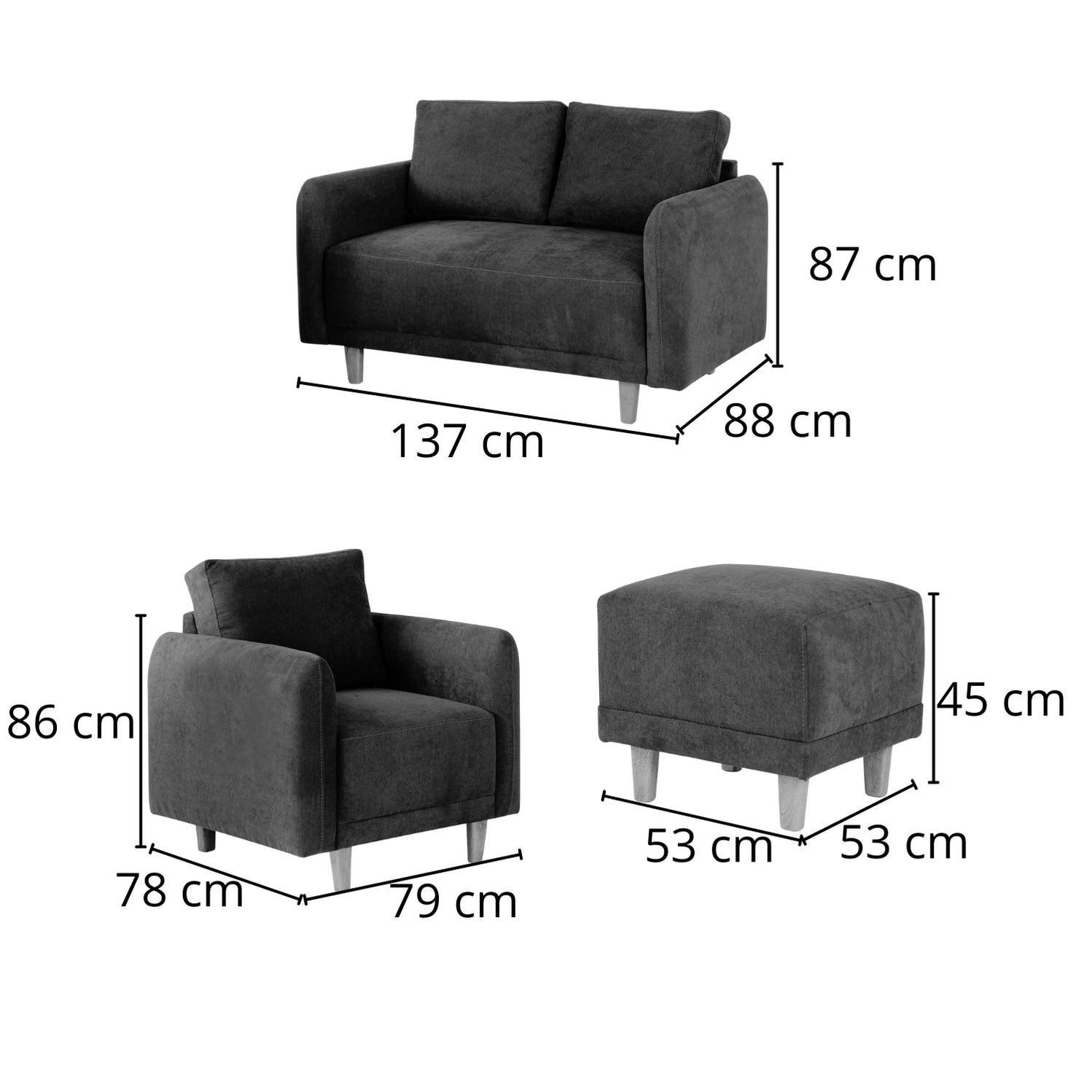 Juego de Sala Lana Microfibra Dorsey Gris, Natural — Muebles Jamar Panamá
