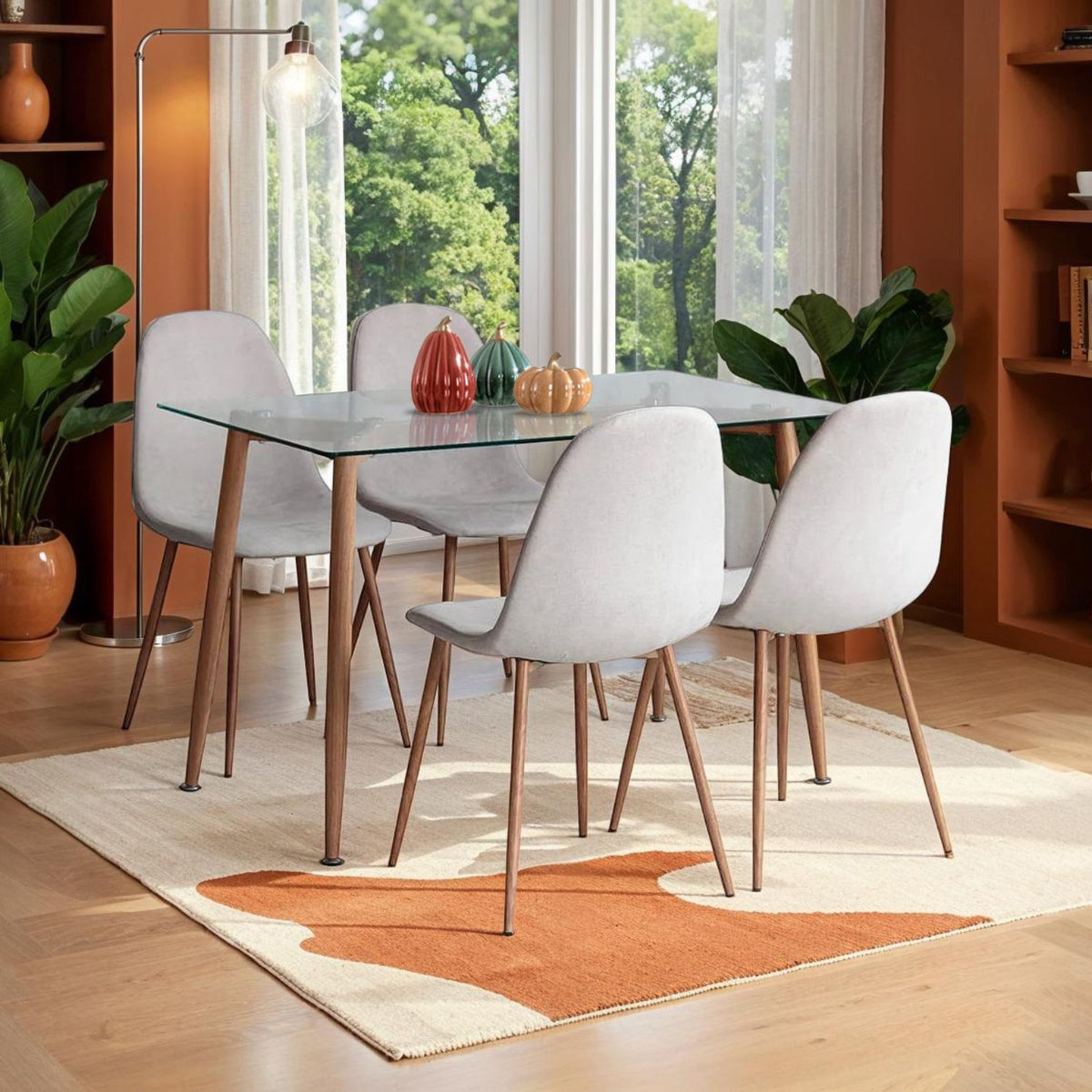 Comedor 4 Puestos Harrison Microfibra Taupe, Natural — Muebles Jamar Panamá
