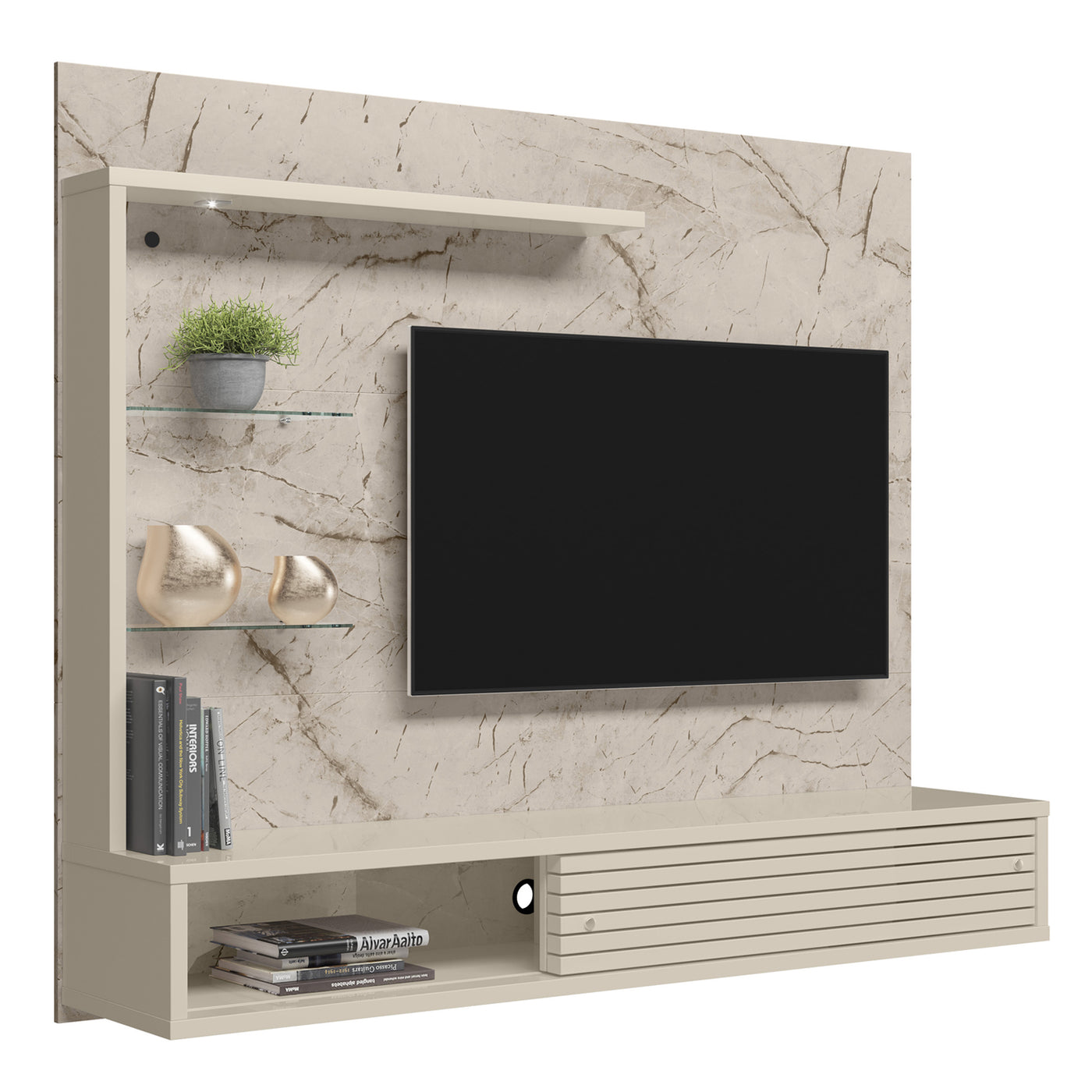 Panel de Tv Florens Off White, Marmol — Muebles Jamar Panamá