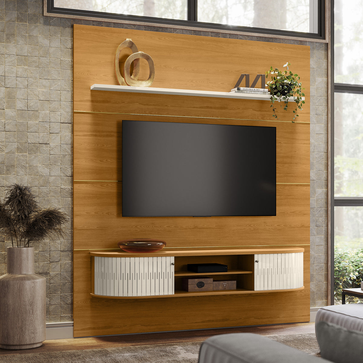 Panel de Tv Amin Natural, Off White — Muebles Jamar Panamá