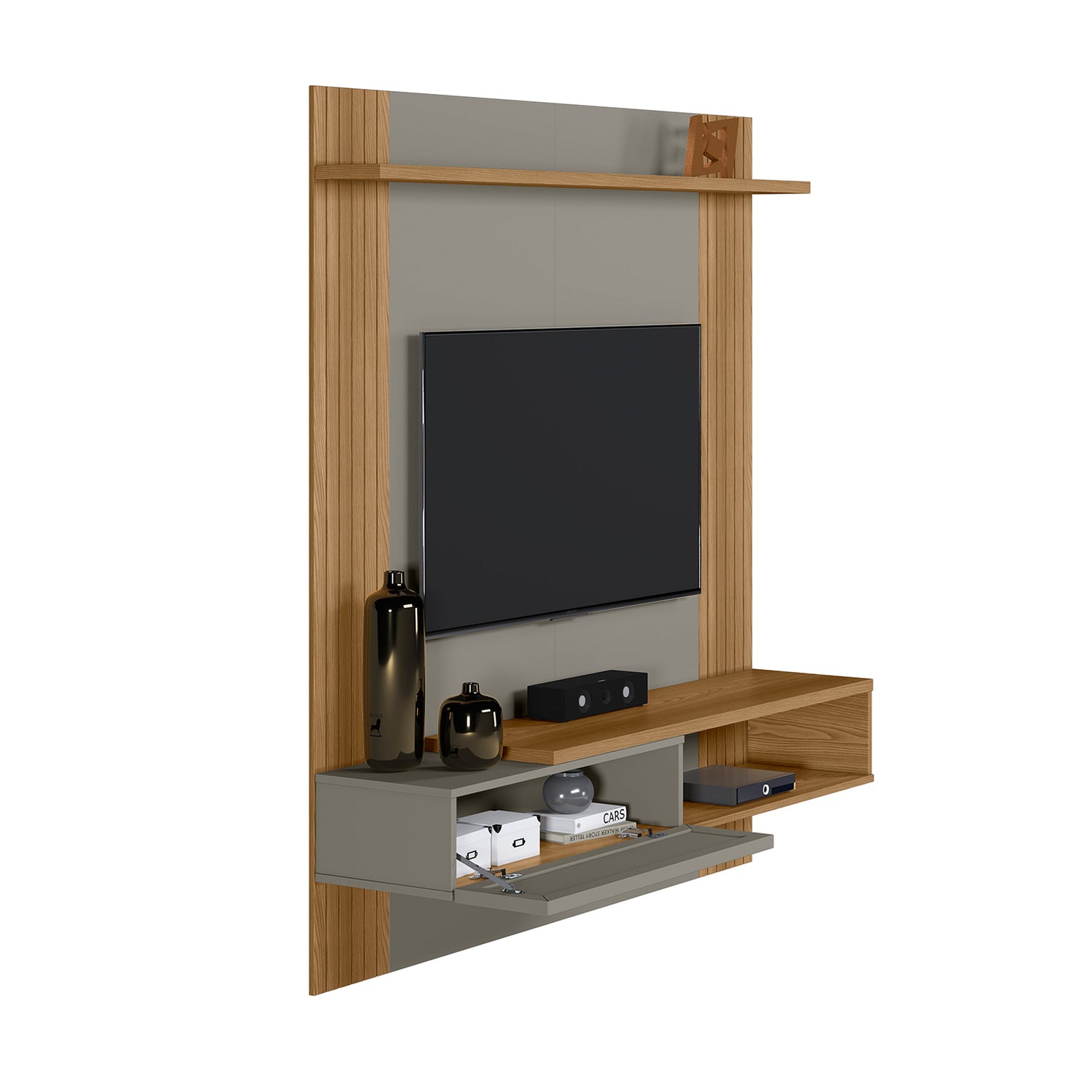 Panel de Tv Almeira Natural, Gris — Muebles Jamar Panamá