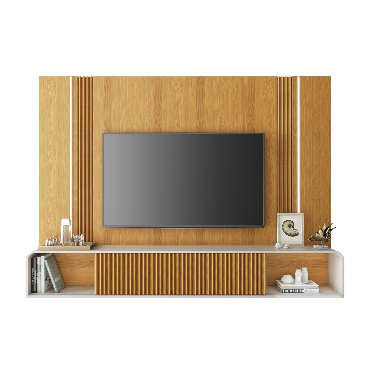 Panel De Tv Hans Natural, Off White — Muebles Jamar Panamá