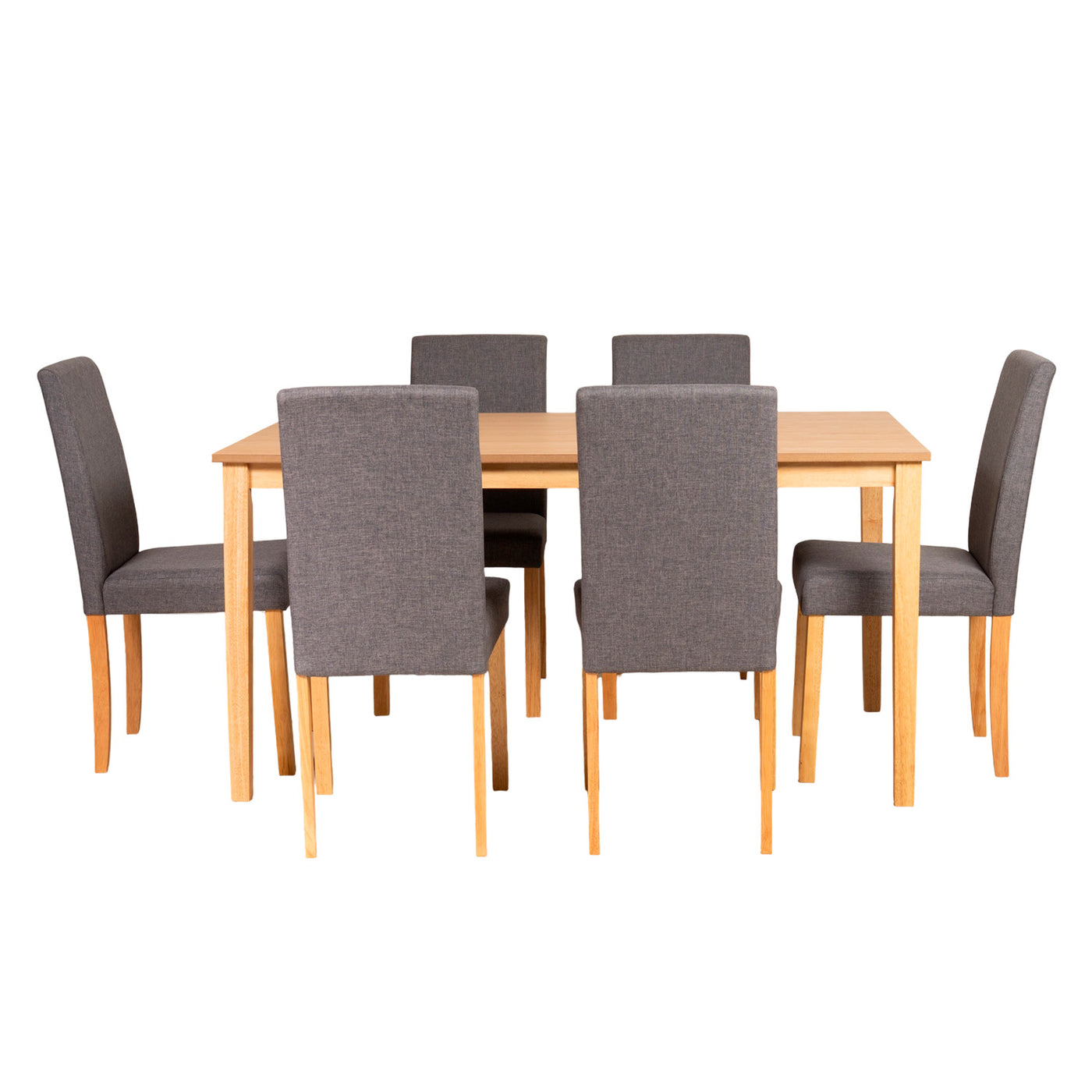 Comedor 6 Puestos Axel Microfibra Gris, Natural — Muebles Jamar Panamá