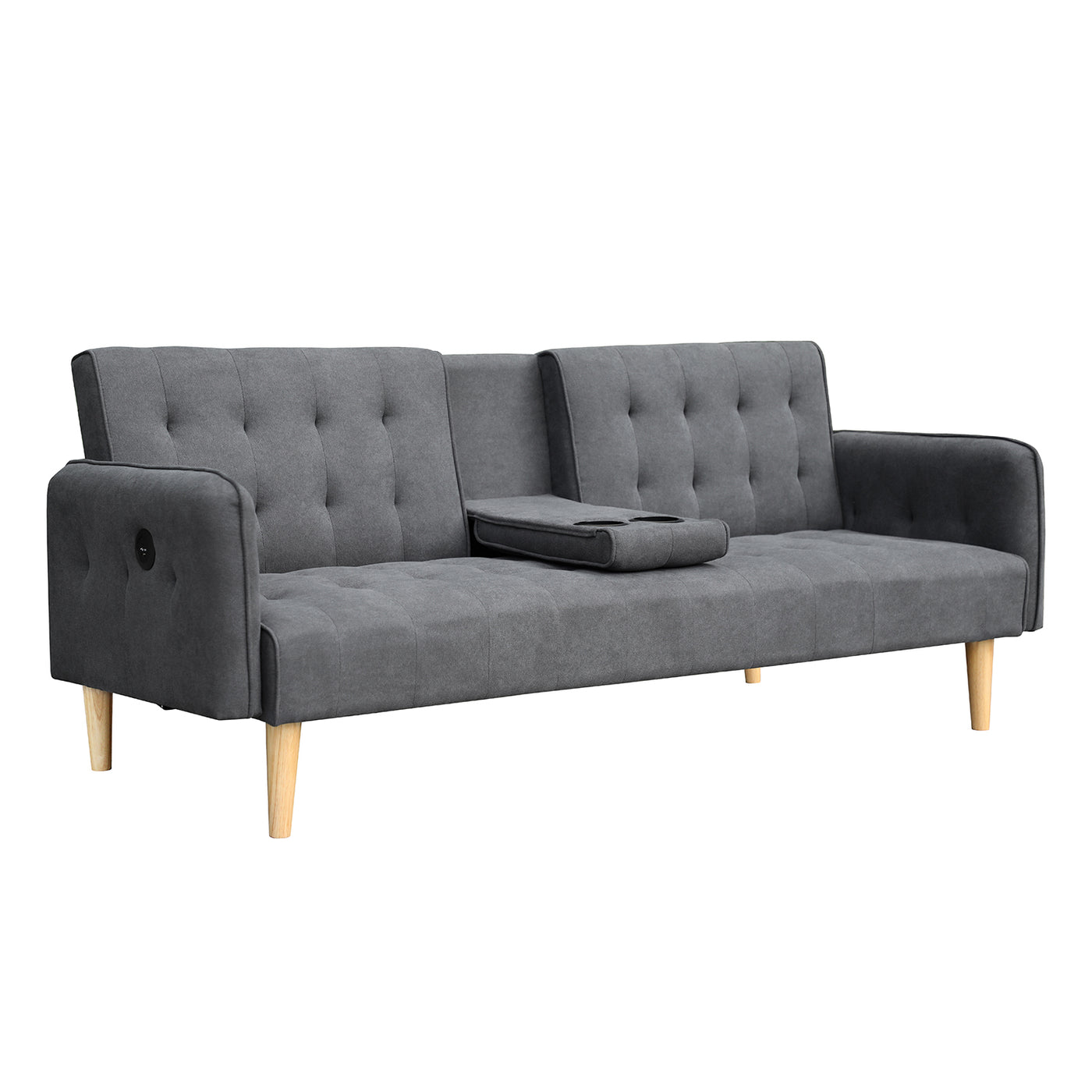 Sofá Cama Agnes Microfibra Plomo, Natural — Muebles Jamar Panamá
