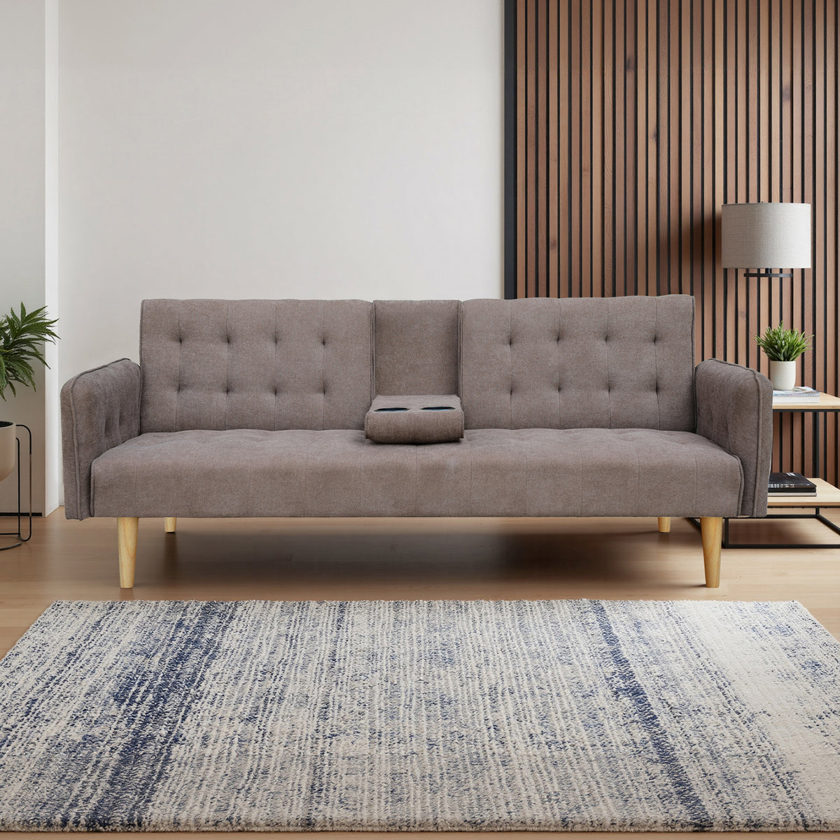 Sofá Cama Agnes Microfibra Chocolate, Natural — Muebles Jamar Panamá