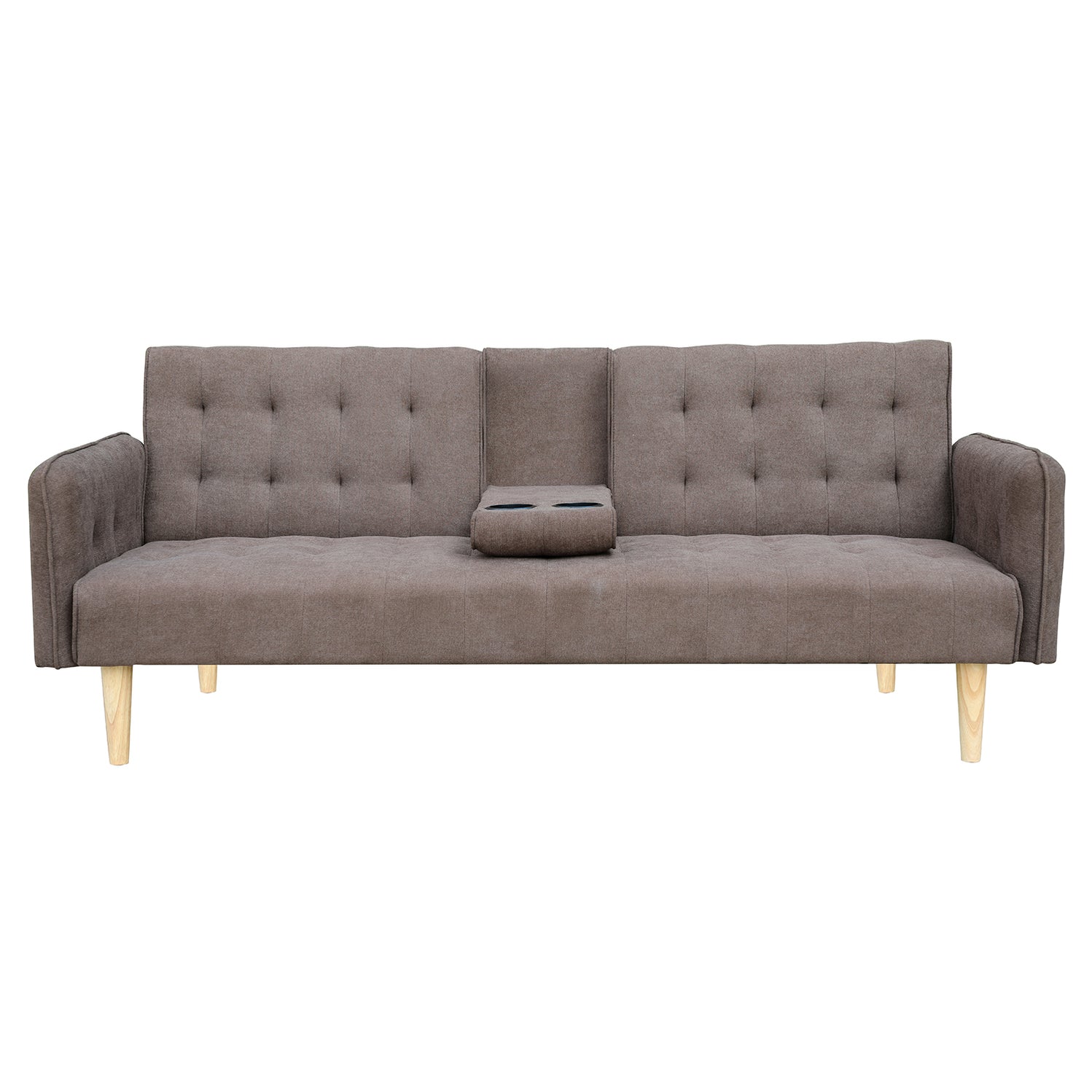 Sofá Cama Agnes Microfibra Chocolate, Natural — Muebles Jamar Panamá