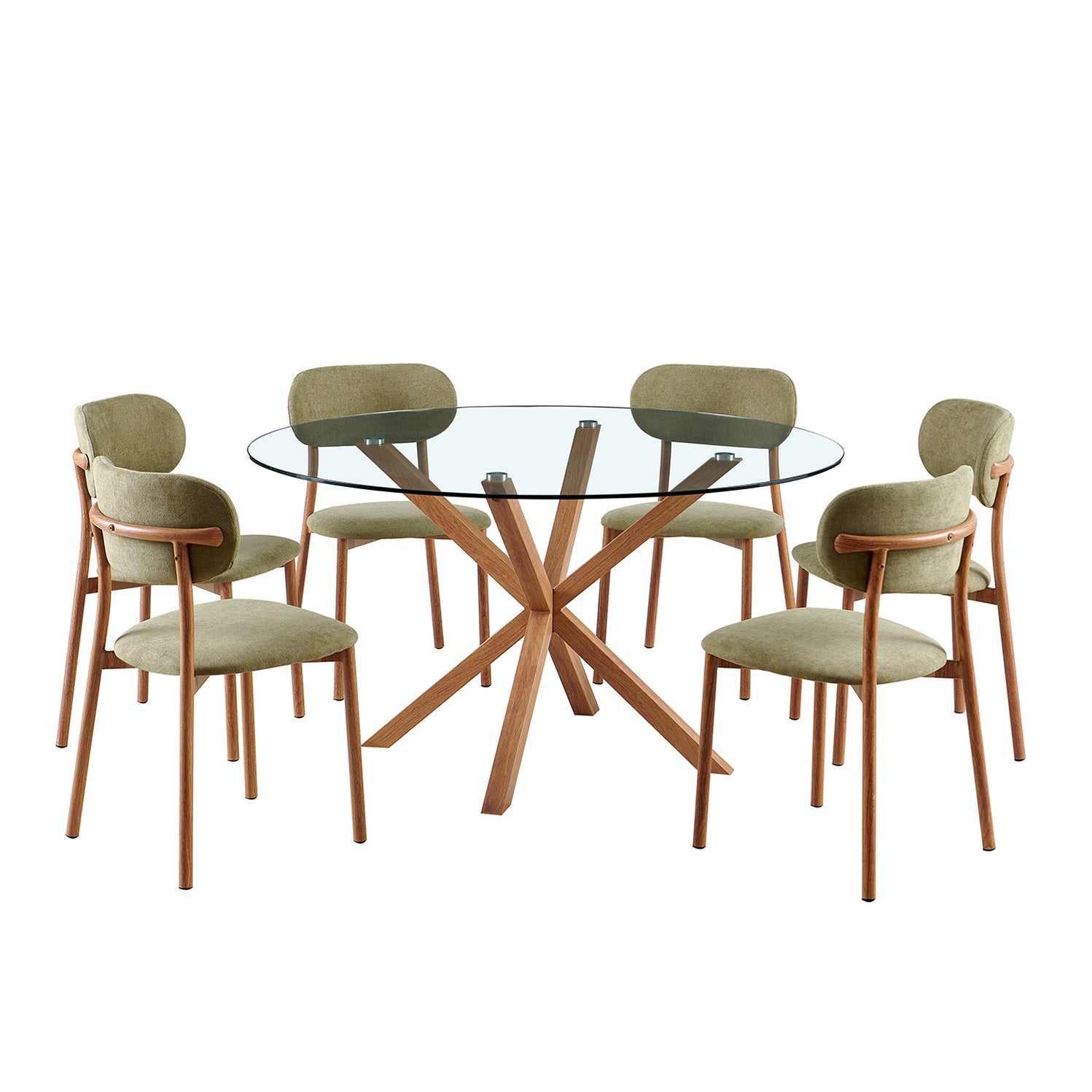 Comedor 6 Puestos Dousty Verde, Natural — Muebles Jamar Panamá