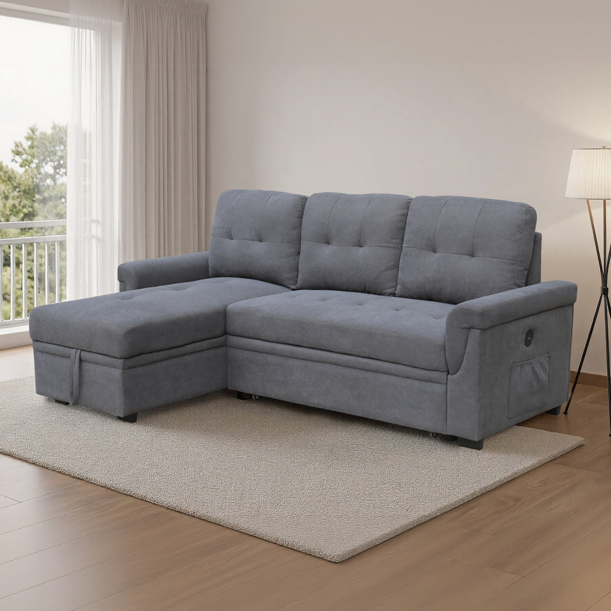 Sala Cama Barcelona Lino Plomo — Muebles Jamar Panamá
