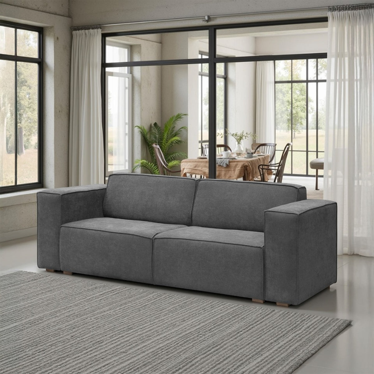 Sofá Cama Cox Microfibra Kaazan Plomo, Natural — Muebles Jamar Panamá