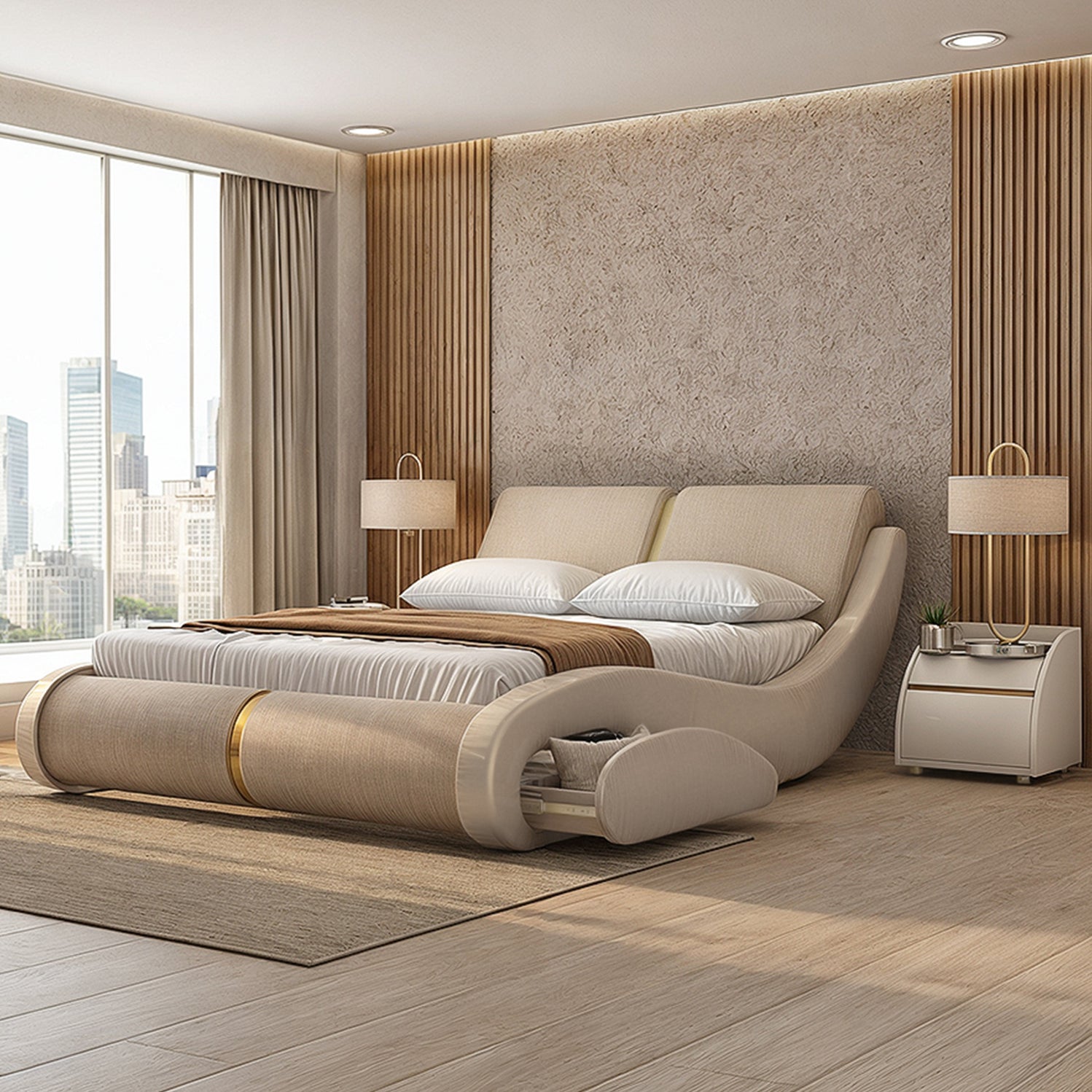 Cama Queen Nebraska Perla, Off White — Muebles Jamar Panamá