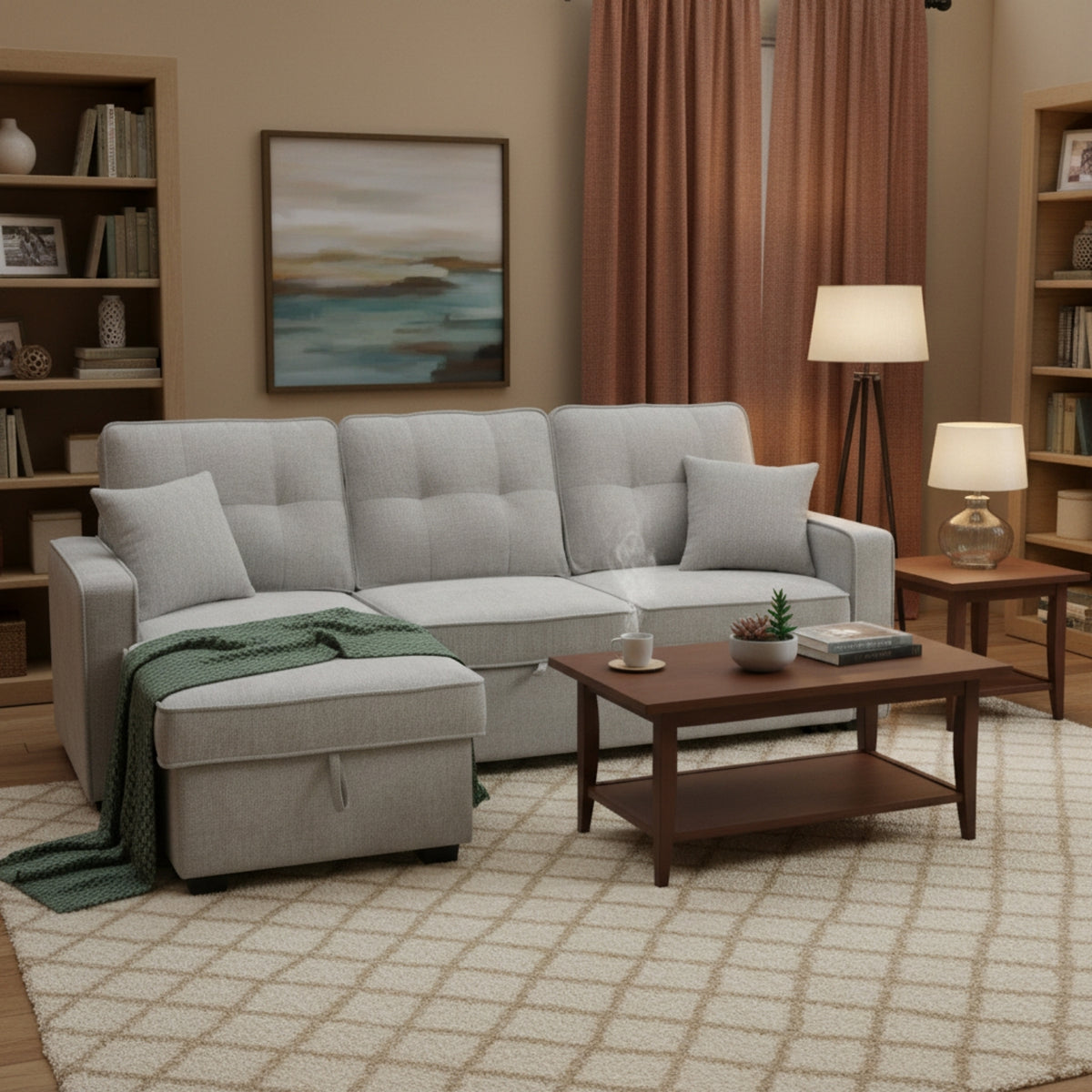 Sala Rinconera Molly Microfibra Gris Claro — Muebles Jamar Panamá