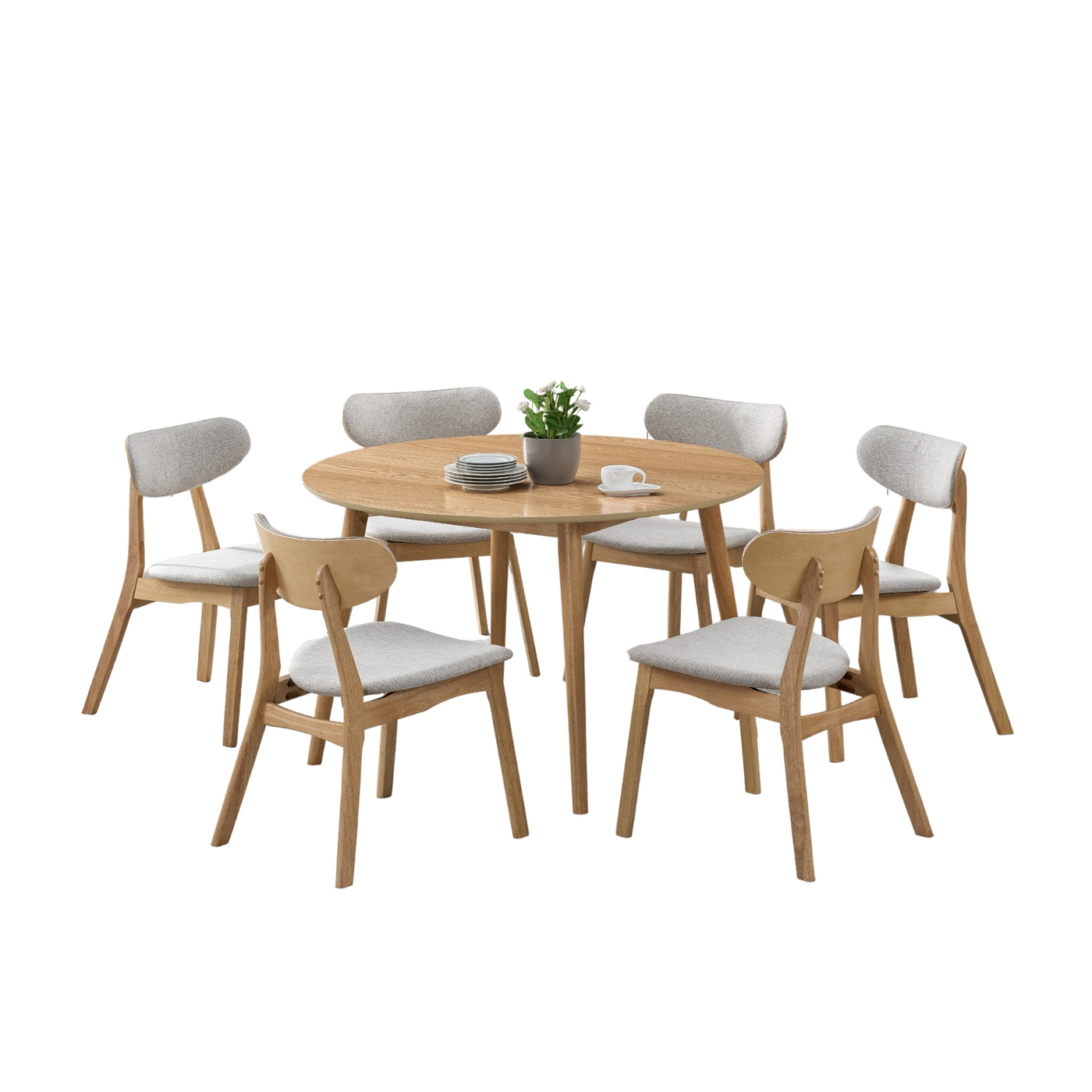 Comedor 6 Puestos Zoe Lino Beige, Natural — Muebles Jamar Panamá