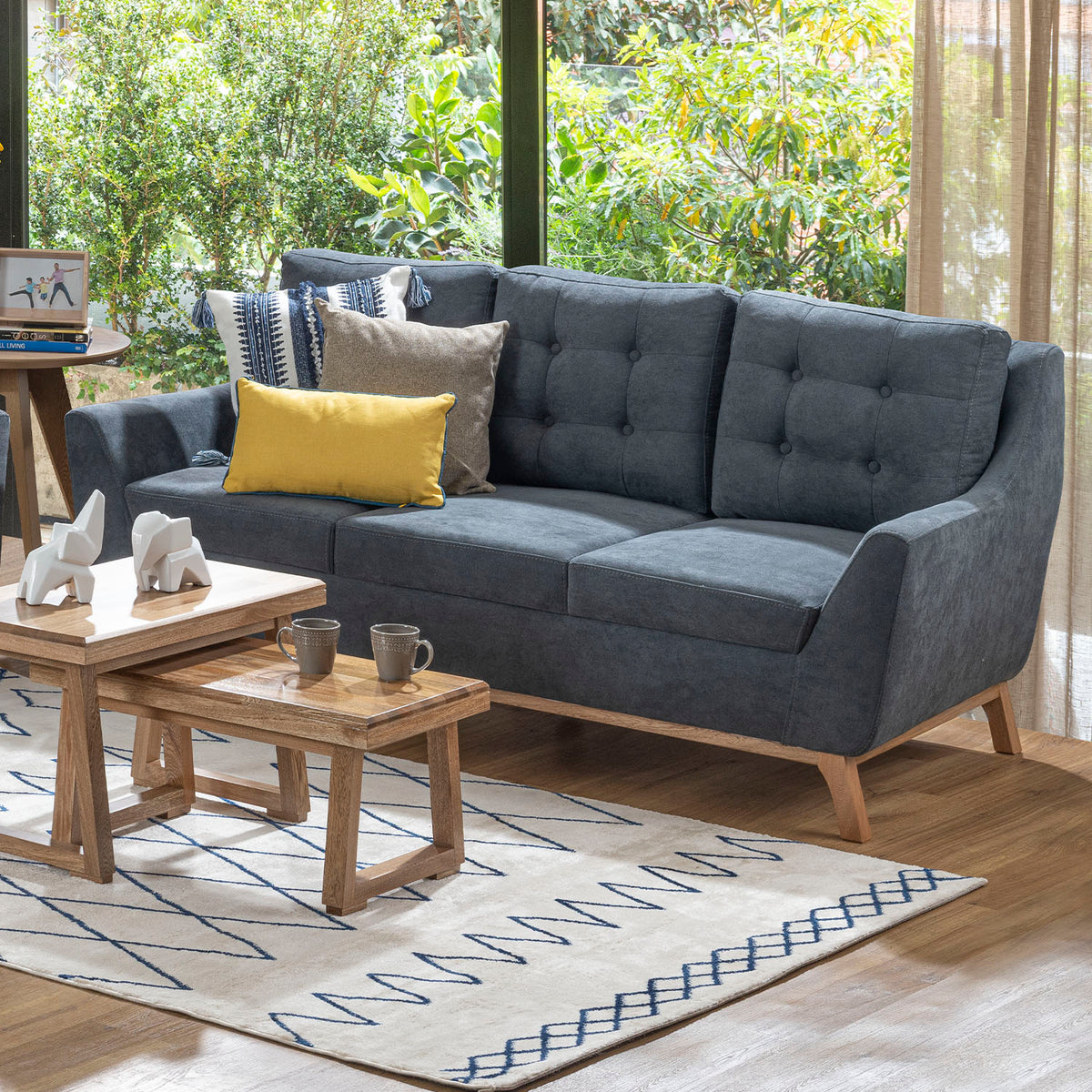 Sofá 3 Ptos Floyd Lino Kazan Plomo — Muebles Jamar Panamá