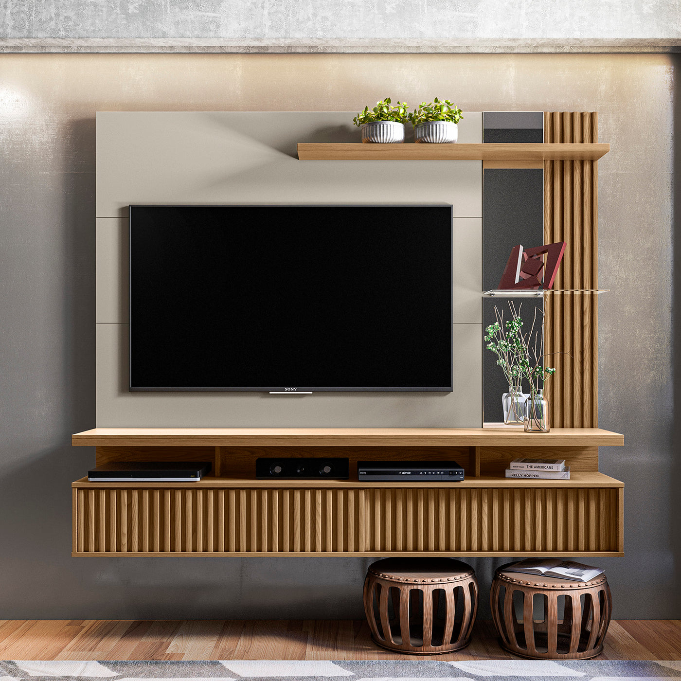 Panel De Tv Denver Biege/ Natural — Muebles Jamar Panamá