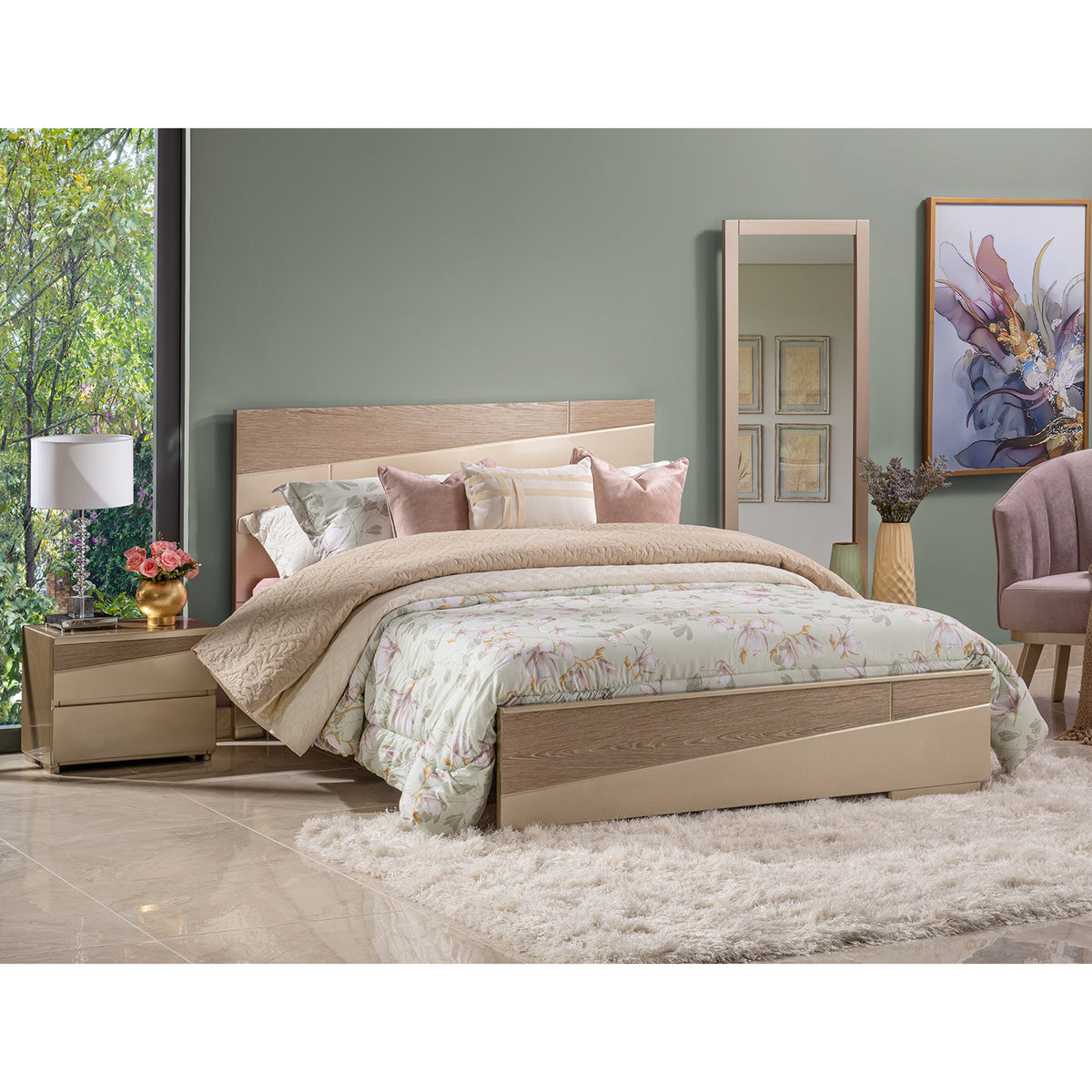 Cama Full Daytona Champaña — Muebles Jamar Panamá