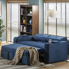 Sofá Cama Boston Velvet Rich Azul — Muebles Jamar Panamá